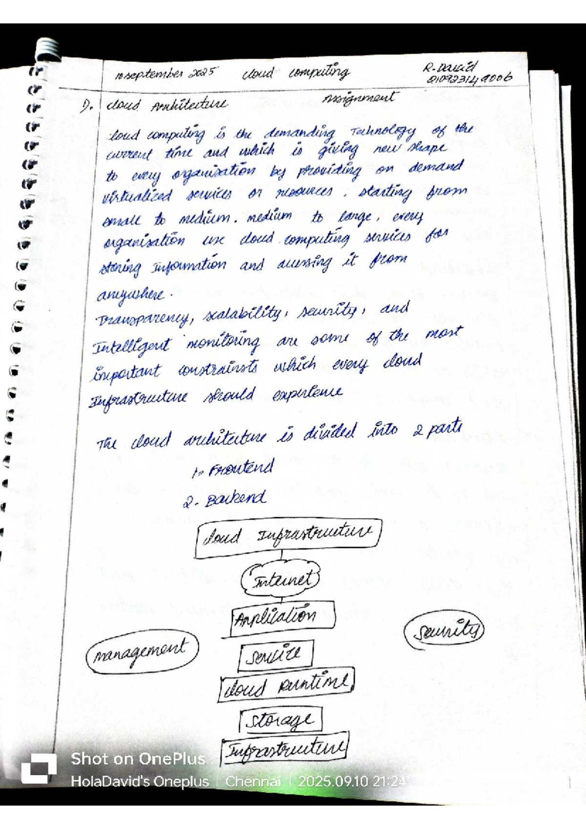 Cloud Computing Architecture Assignment R David 210923149006 Studocu