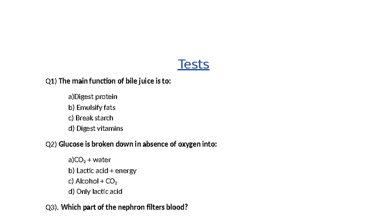Test SCIENCE 4536: Bile Juice, Nephron, and Plant Transport Quiz - Studocu