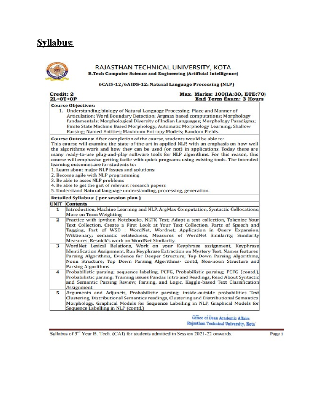 Nlp Unit 1 And 2 Nlp Notes Rtu Unit 1 Syllabus Notes Unit What Is