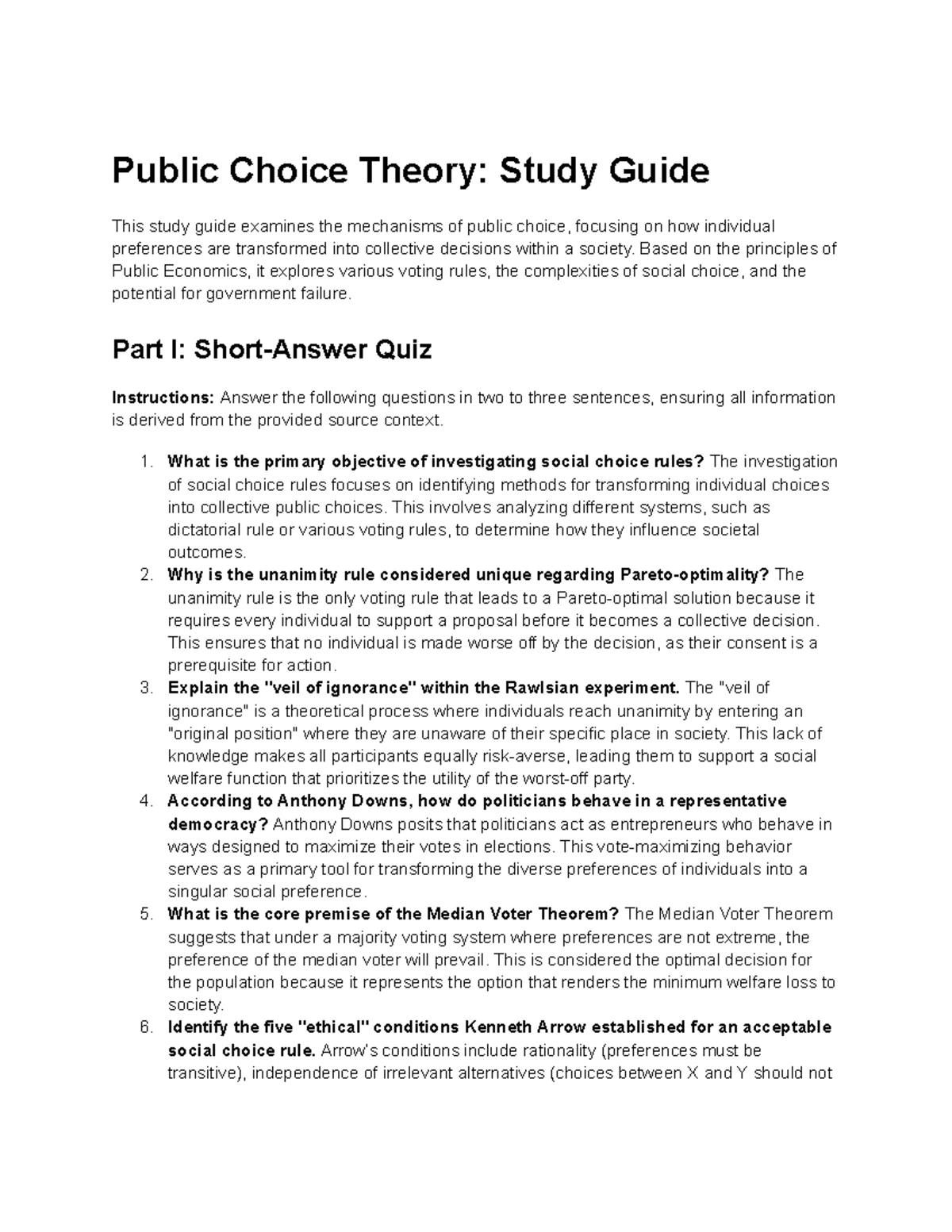 EKN310 Public Choice Theory: Chapter 6 Study Guide - Studocu