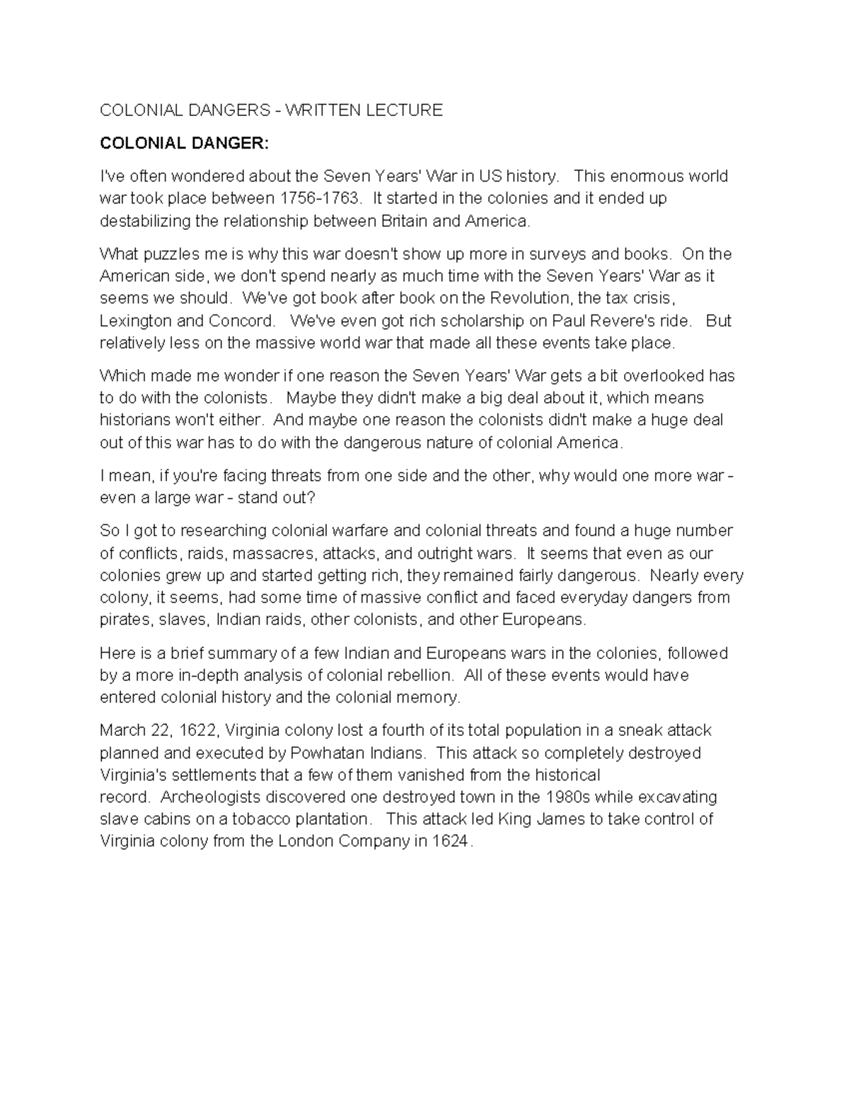 Colonial Conflicts and Rebellions: An Overview (HIST 101) - Studocu