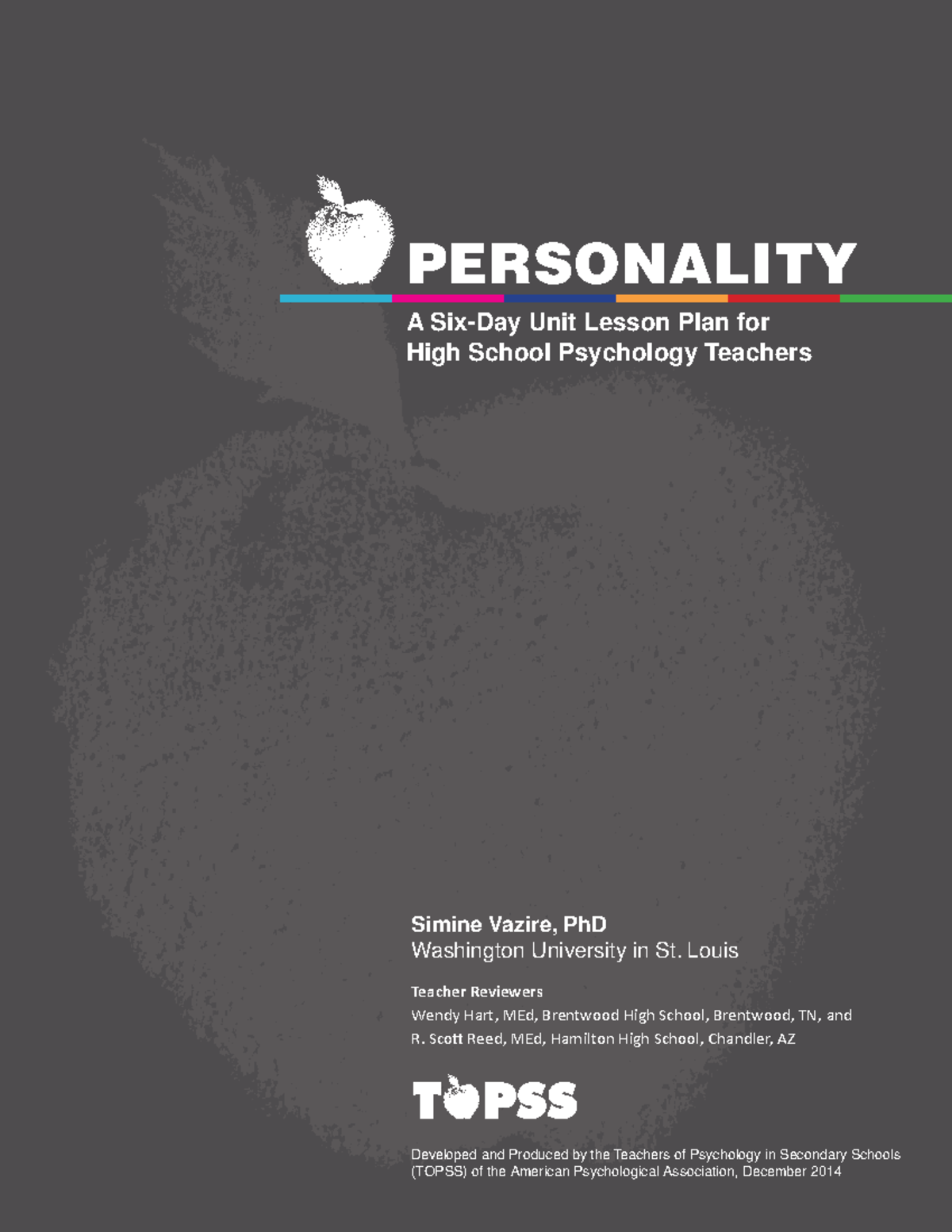 Unit Lesson Plan on Personality for High School Psychology (PSY 101 ...