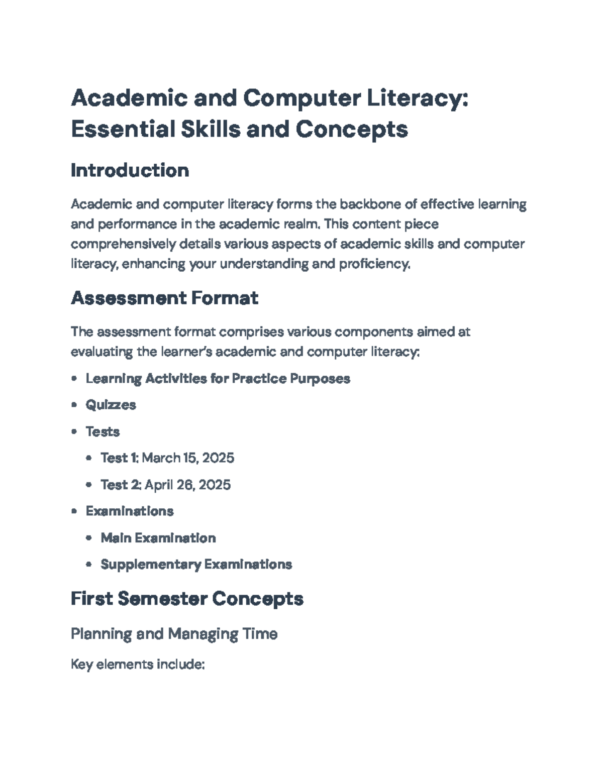 ACM 101: Academic & Computer Literacy for Assessment Success - Studocu