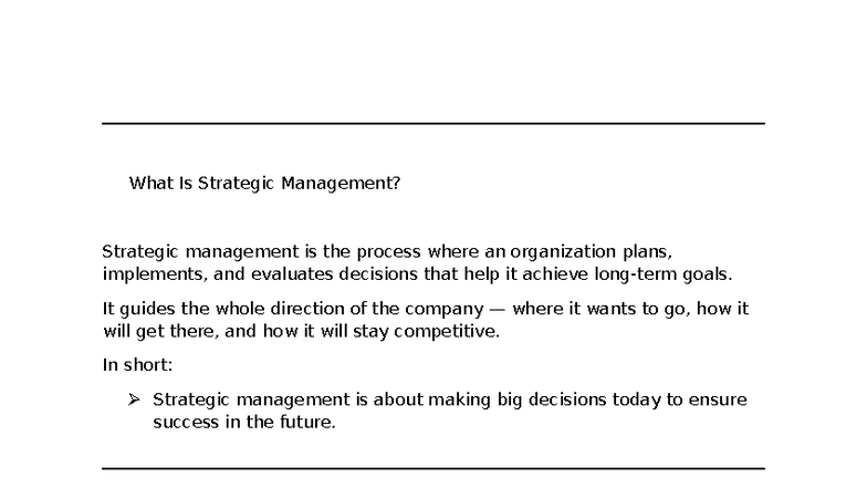 Strategic Management - Key Concepts and Notes - Studocu