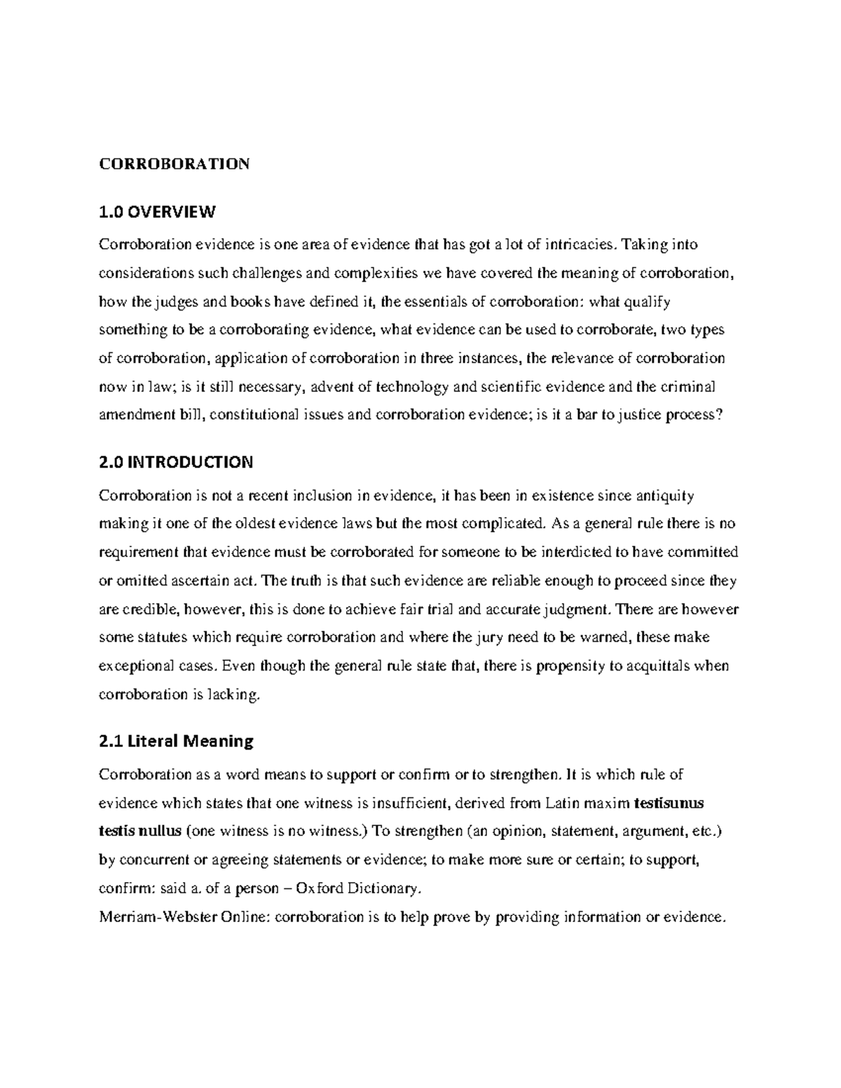 Law of Evidence in Kenya: Corroboration and Character Evidence Analysis ...