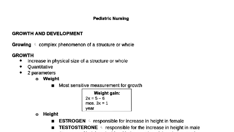 Pediatric Nursing: Growth and Development Overview (PN 101) - Studocu