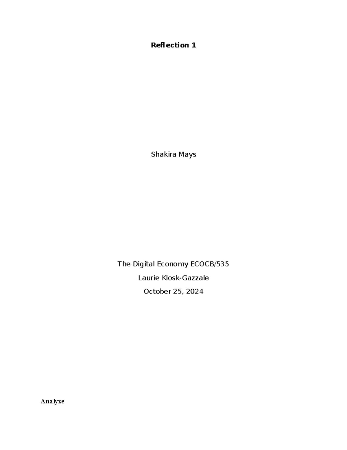 Reflection 1 on Economic Concentration in Digital Economy (ECOCB535 ...