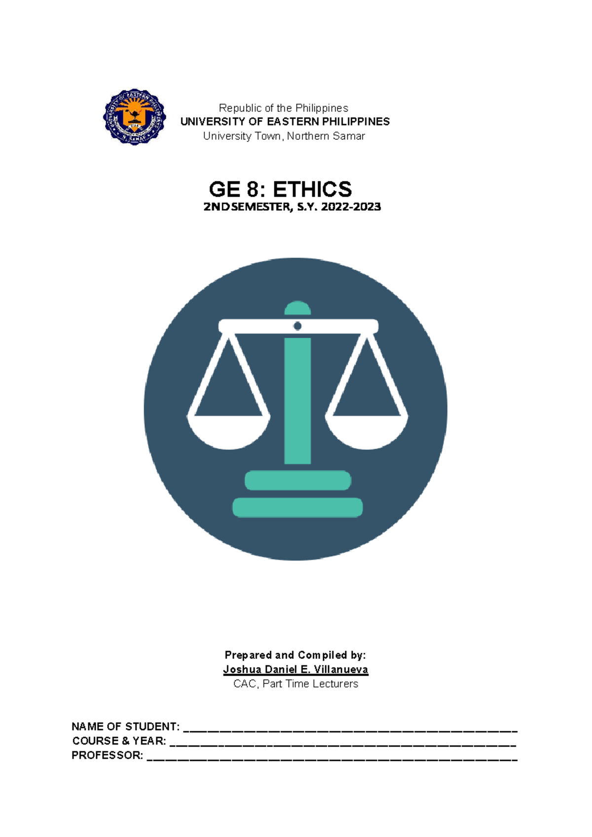 GE 8: Ethics Module 1 - Introduction to Ethical Principles - Studocu