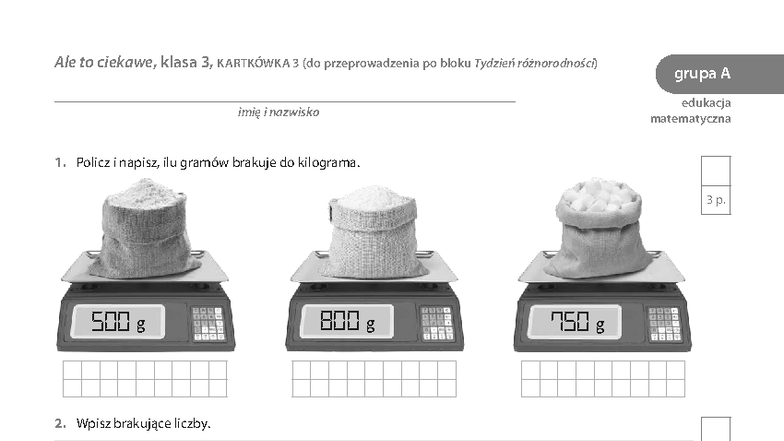Kartkówka 3: Matematyka Klasa 3, Grupa A - Tydzień Różnorodności - Studocu
