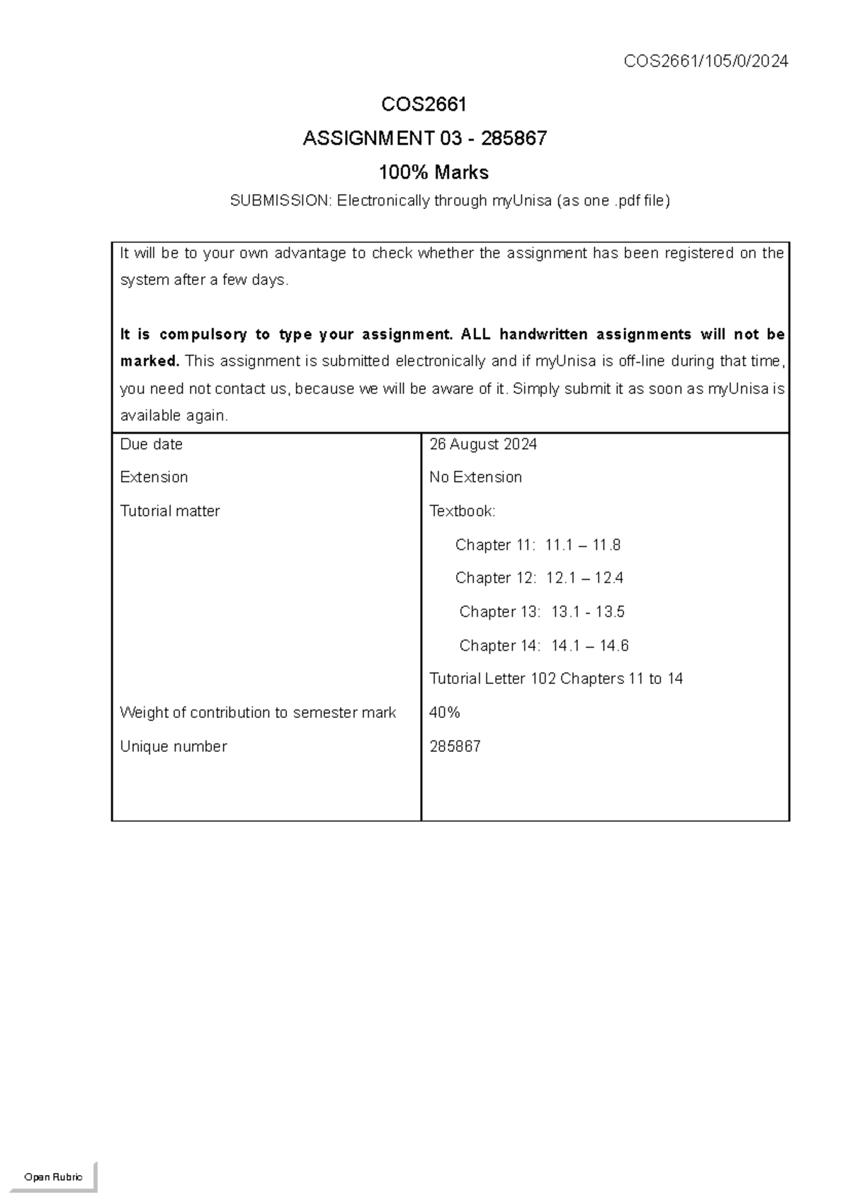 COS2661/10 Assignment 3: Formal Logic and Natural Deduction Methods ...