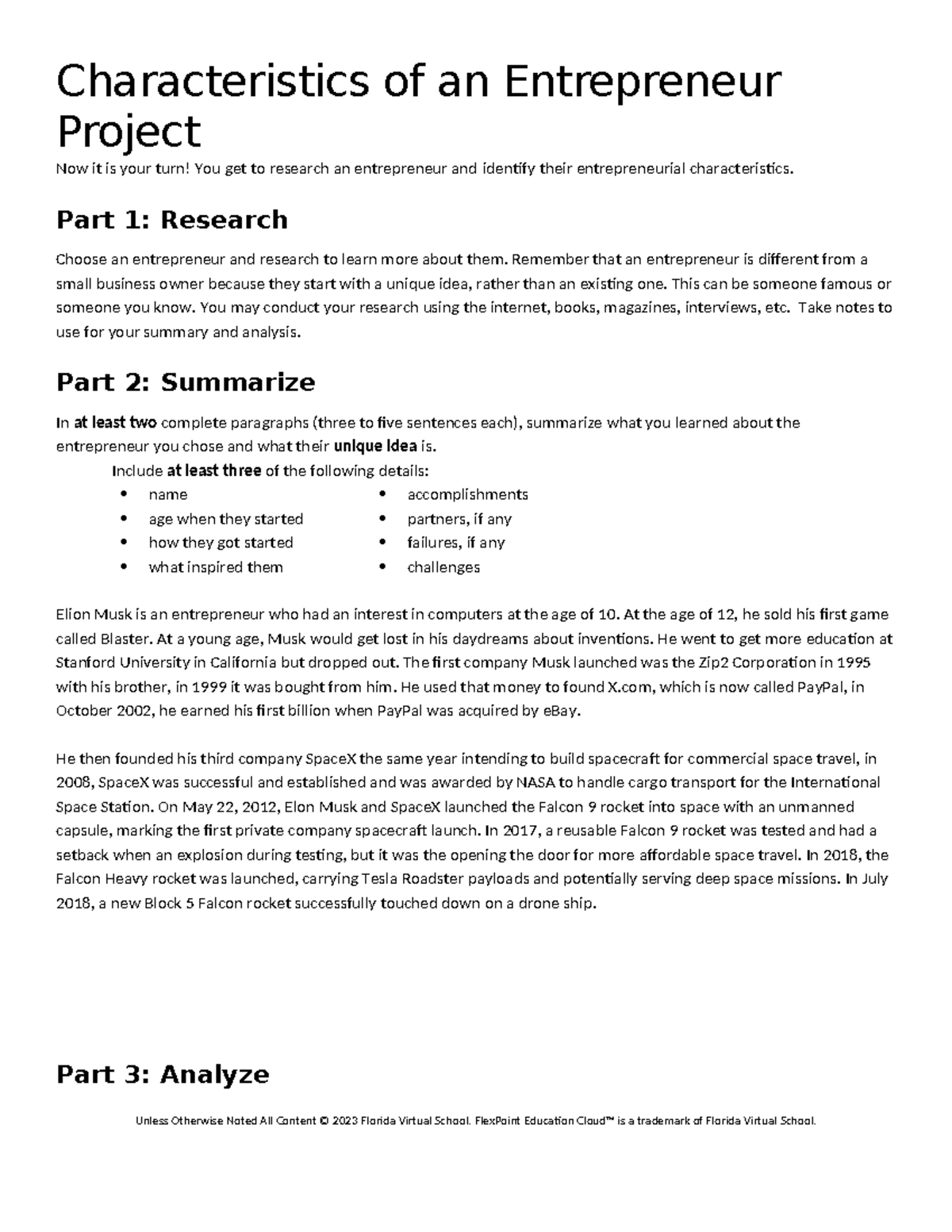 1.02 project - Characteristics of an Entrepreneur Project Now it is ...