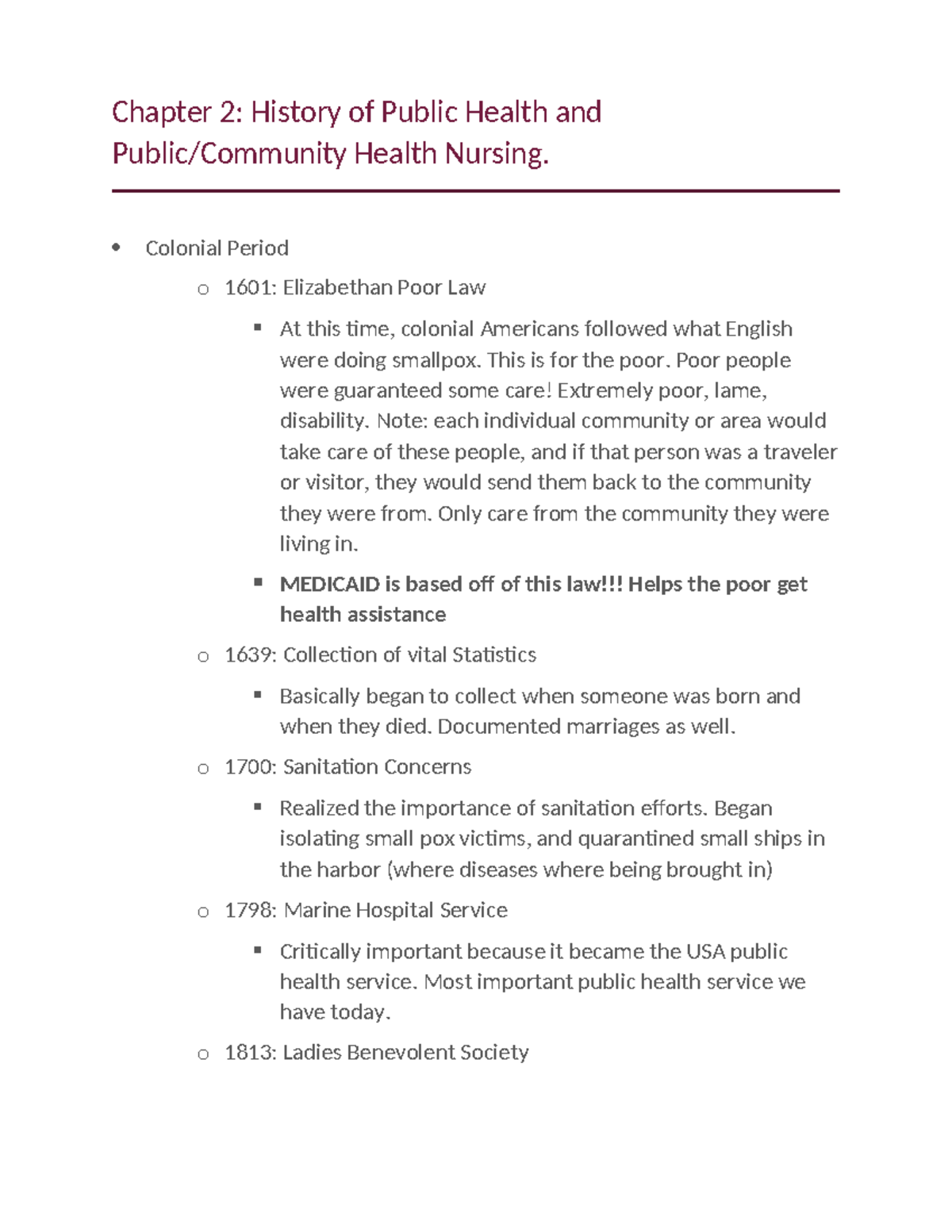 Chapter 2 public health hx - Chapter 2: History of Public Health and ...