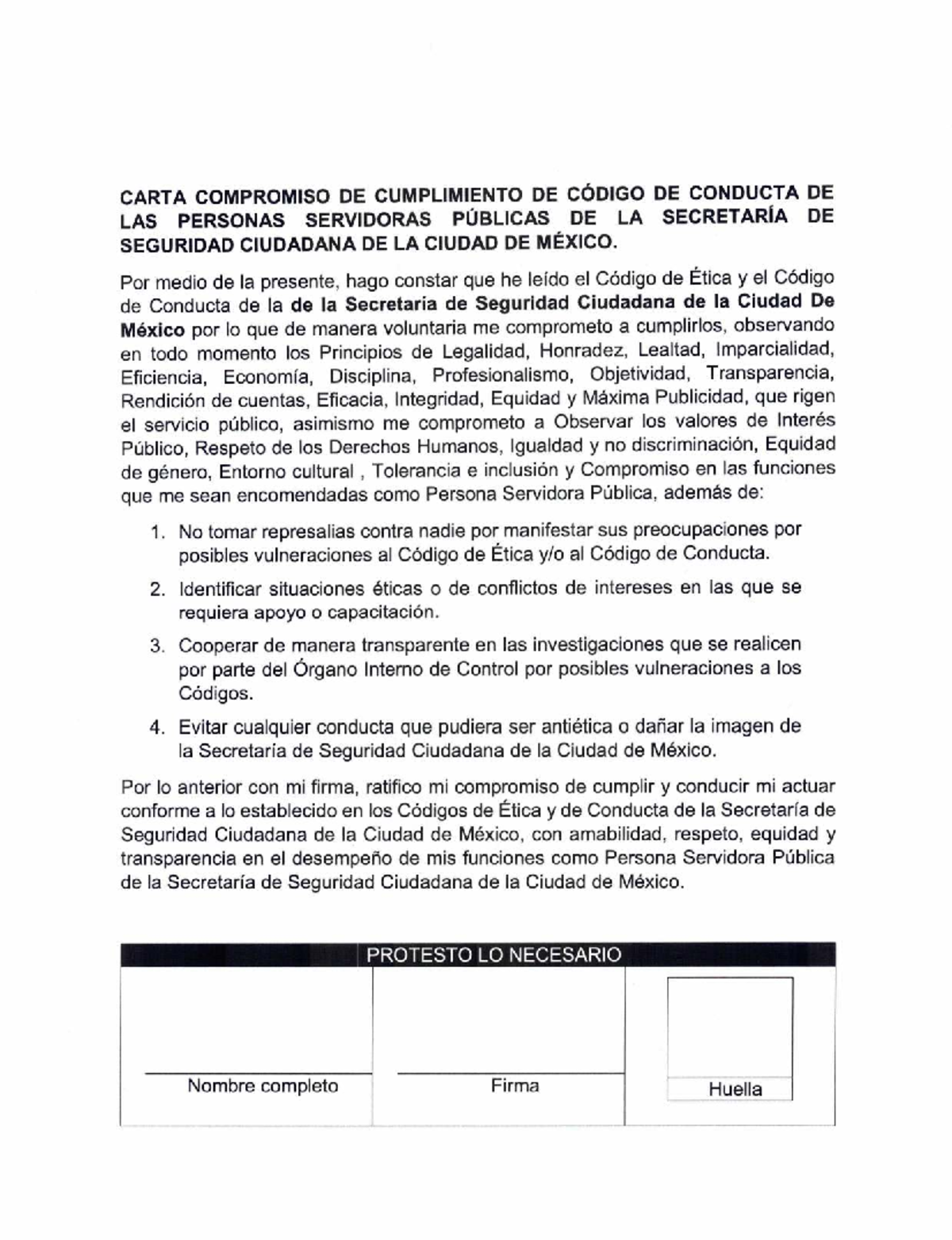 Carta Compromiso de Conducta - DERECHO OFICIOS - Studocu