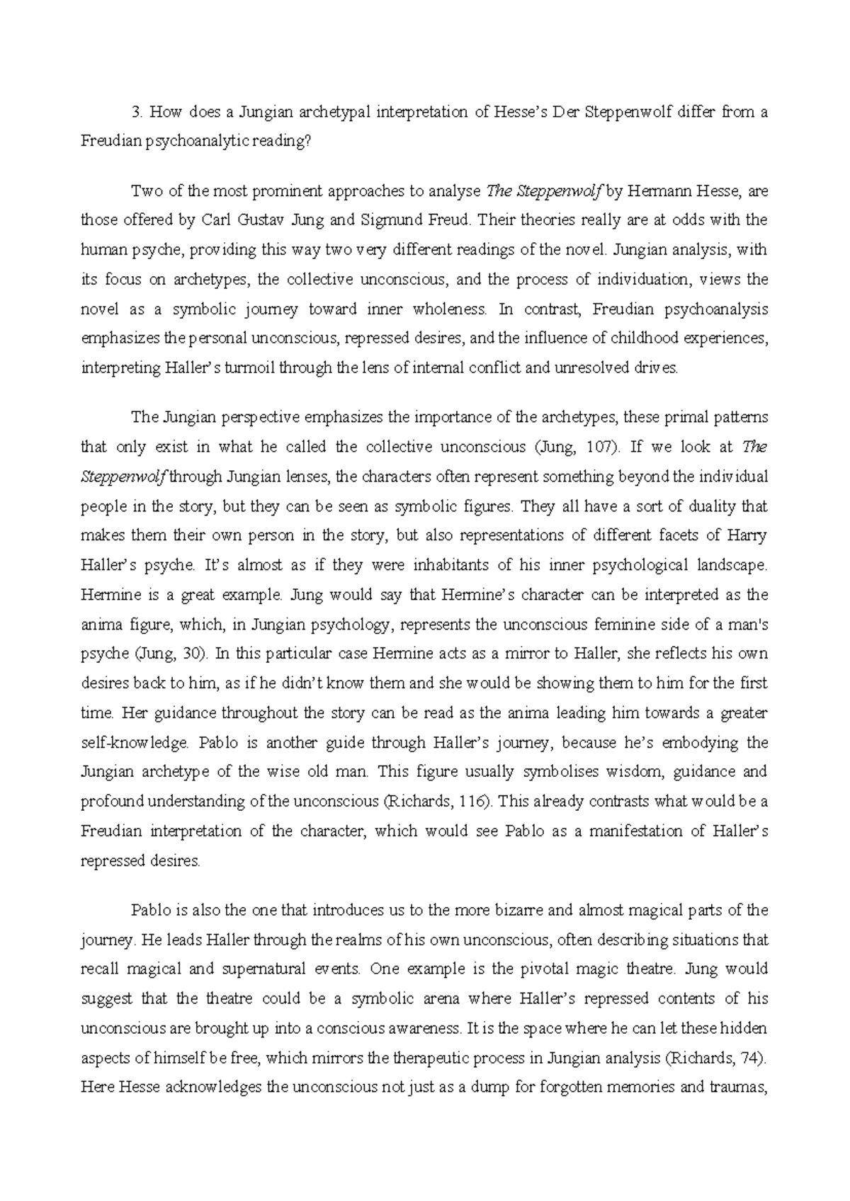 Final Essay: Jungian vs. Freudian Interpretations of Steppenwolf (ENG ...