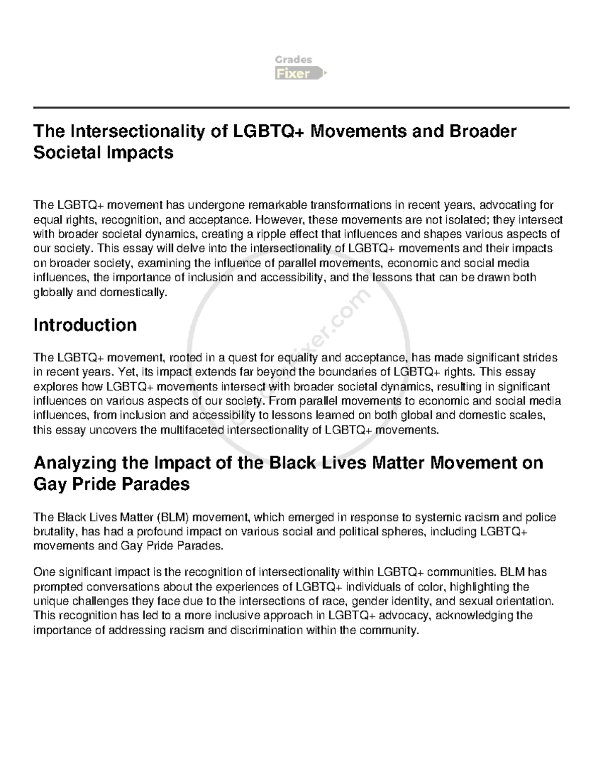 The Intersectionality of Lgbtq+ Movements and Broader Societal Impacts - The Intersectionality ...