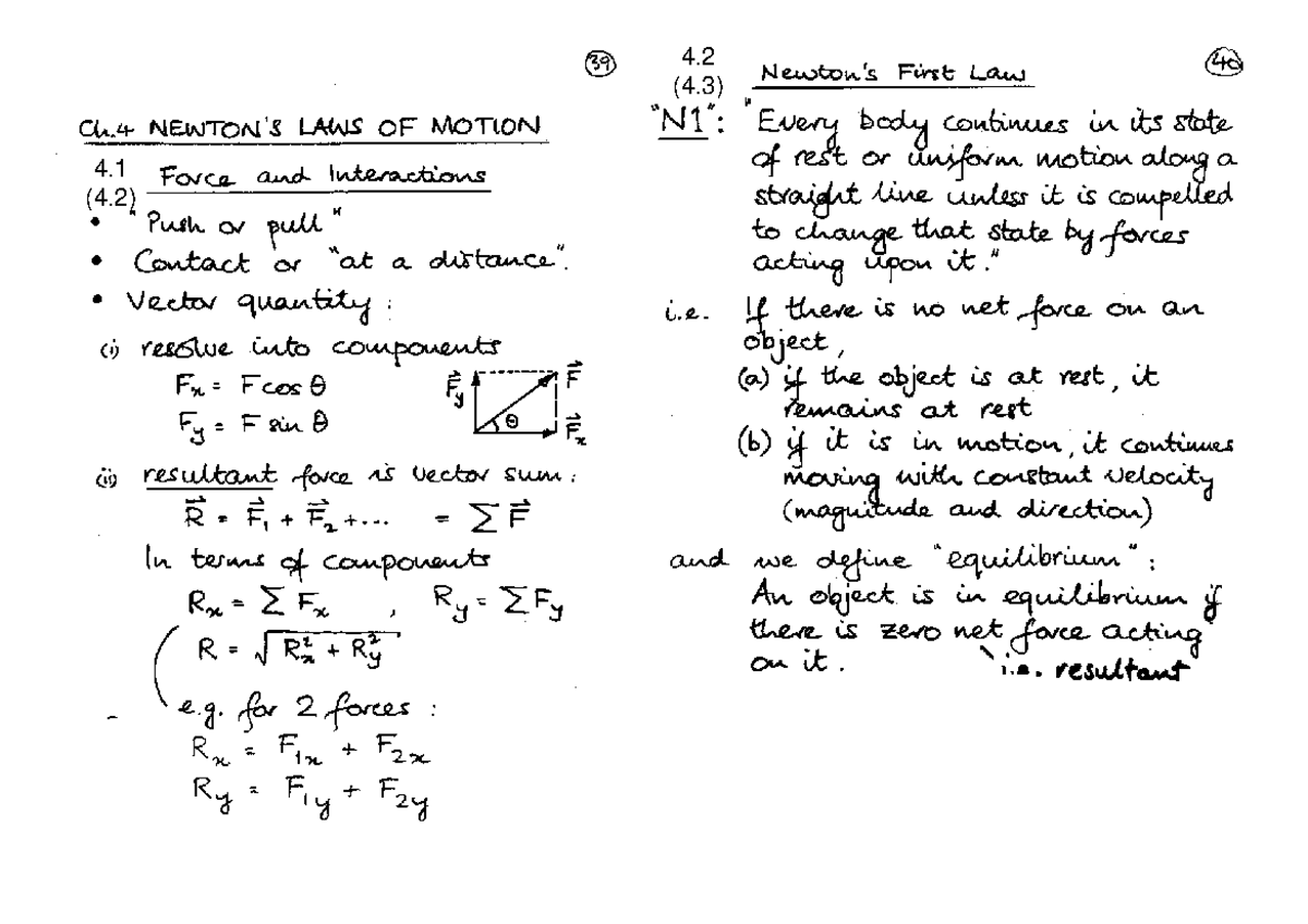 Mechanics Chapter 4 - Laws of Motion Explained - Studocu