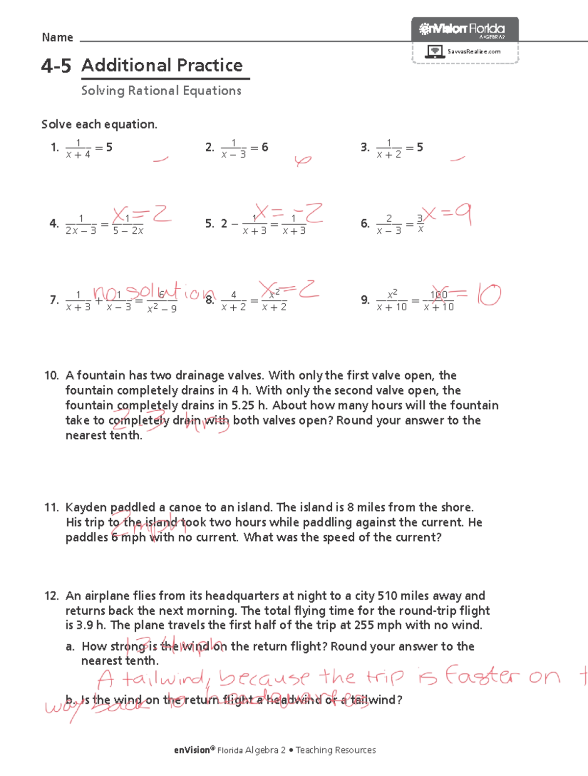 4-5 Practice - 4.5 worksheet - Name SavvasRealize ALGEBRA 2 4-5 ...