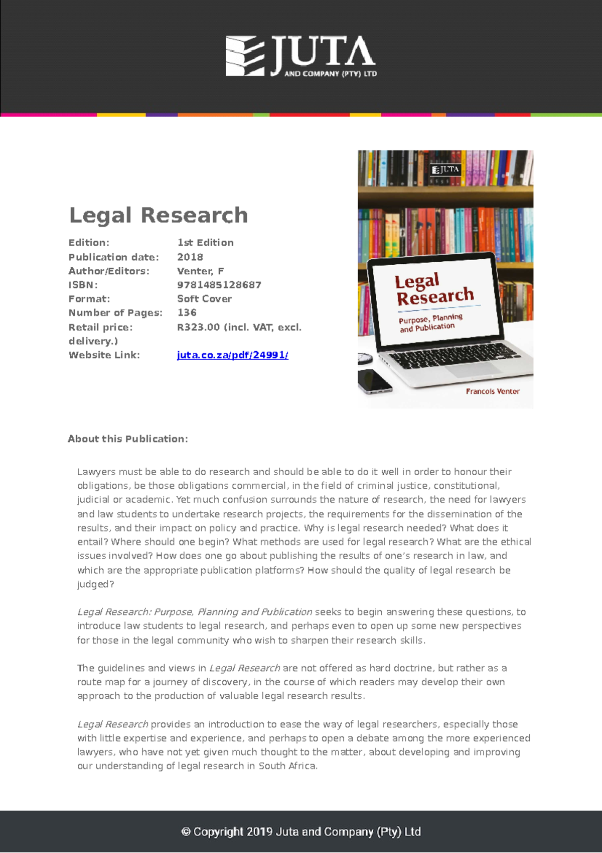 Legal Research Guide (JUTA) - 1st Edition Overview and Insights - Studocu