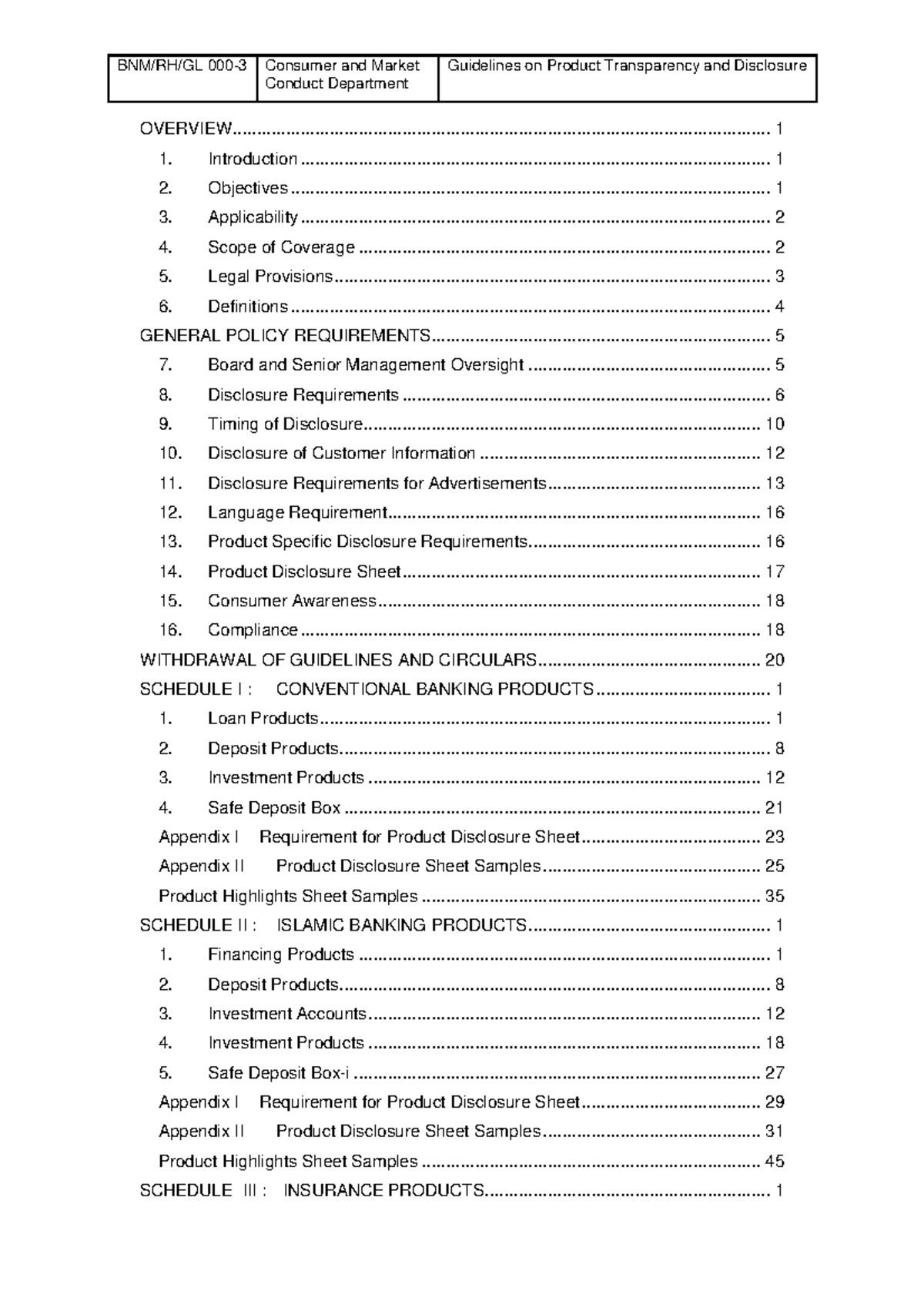 (5) Guidelines on Product Transparency and Disclosure BNM/RH/GL 000-3 ...