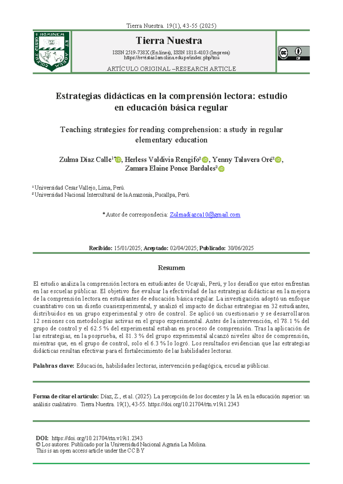 Estrategias Didácticas para la Comprensión Lectora en EBR (Tierra ...