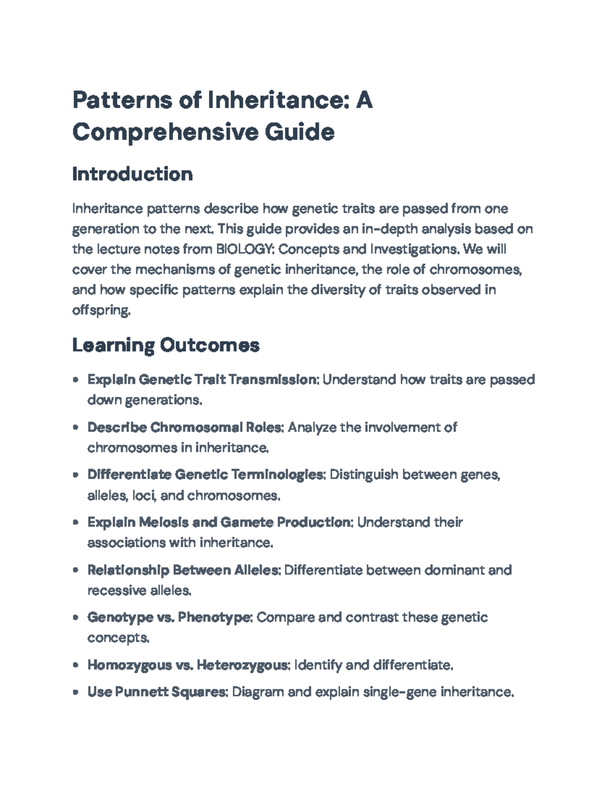 Genetic Inheritance Patterns: A Detailed Guide (BIOLOGY 2024) - Studocu