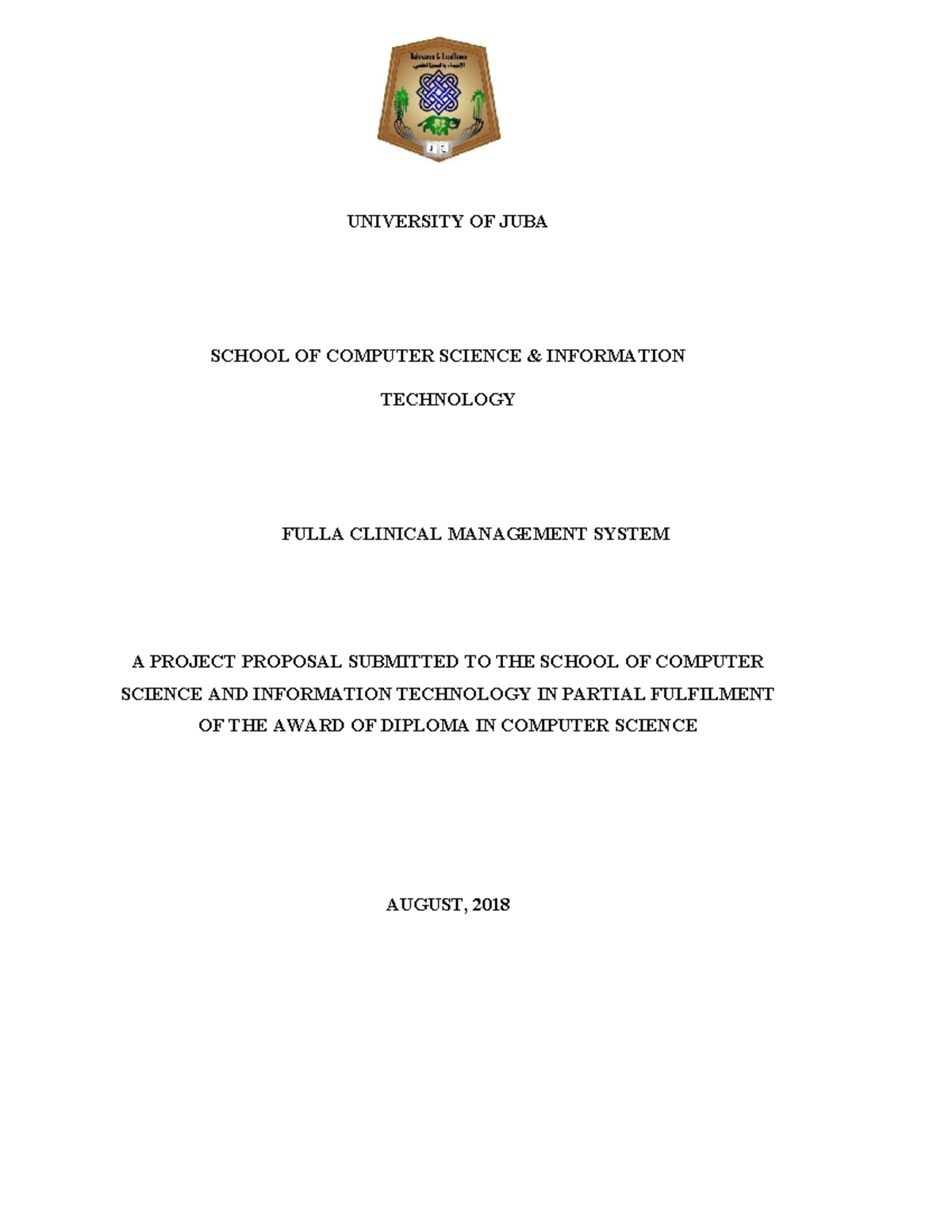 Group E Project - NOTES - UNIVERSITY OF JUBA SCHOOL OF COMPUTER SCIENCE ...