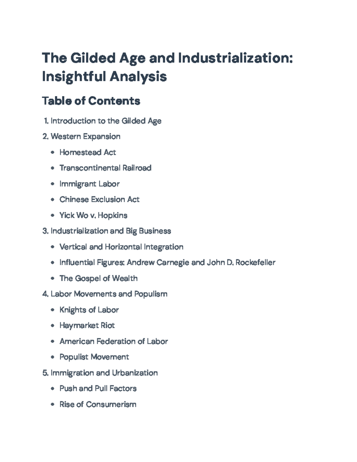 The Gilded Age: Industrialization & Social Change Analysis (HIST-301 ...