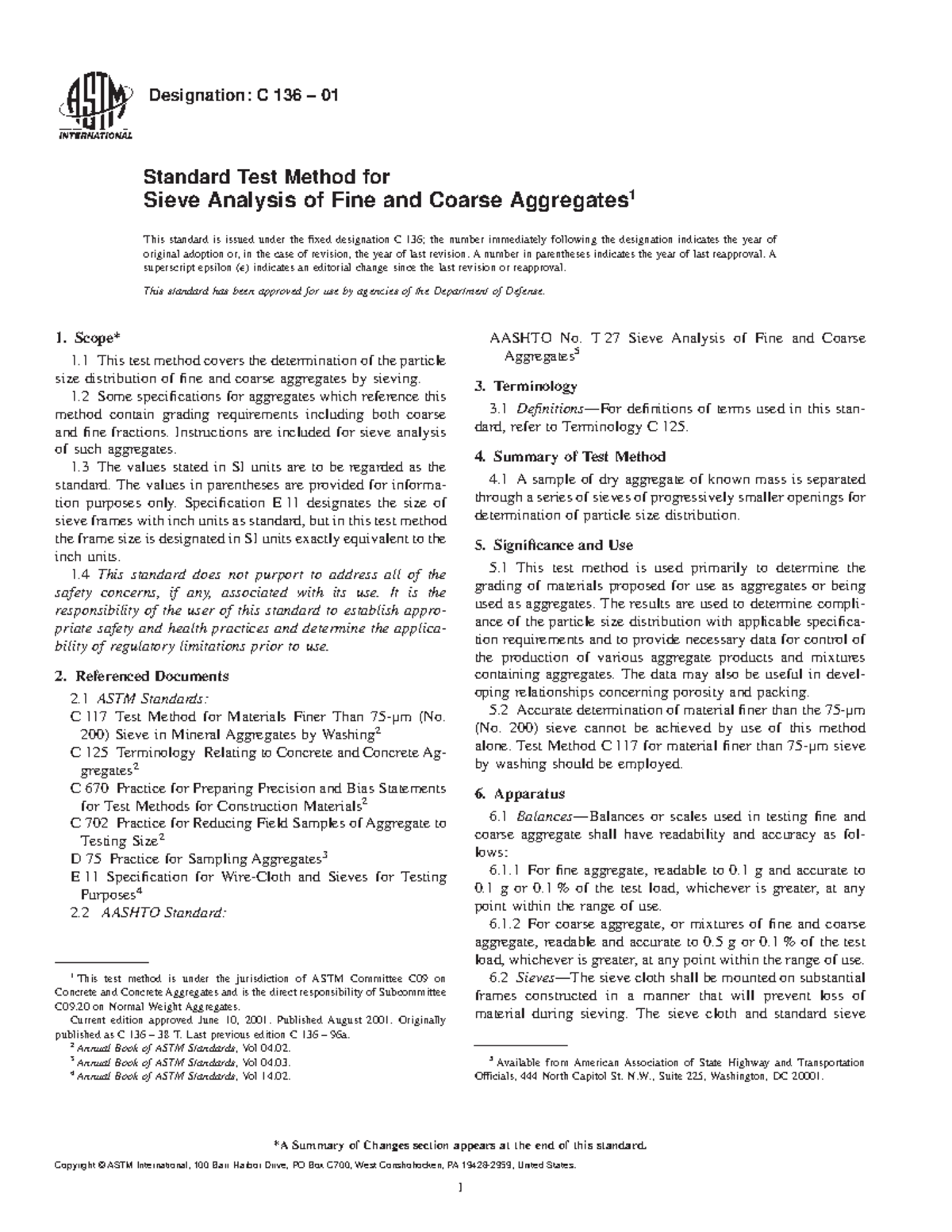 ASTM C 136 - Standard Test Method for Sieve Analysis of Aggregates ...