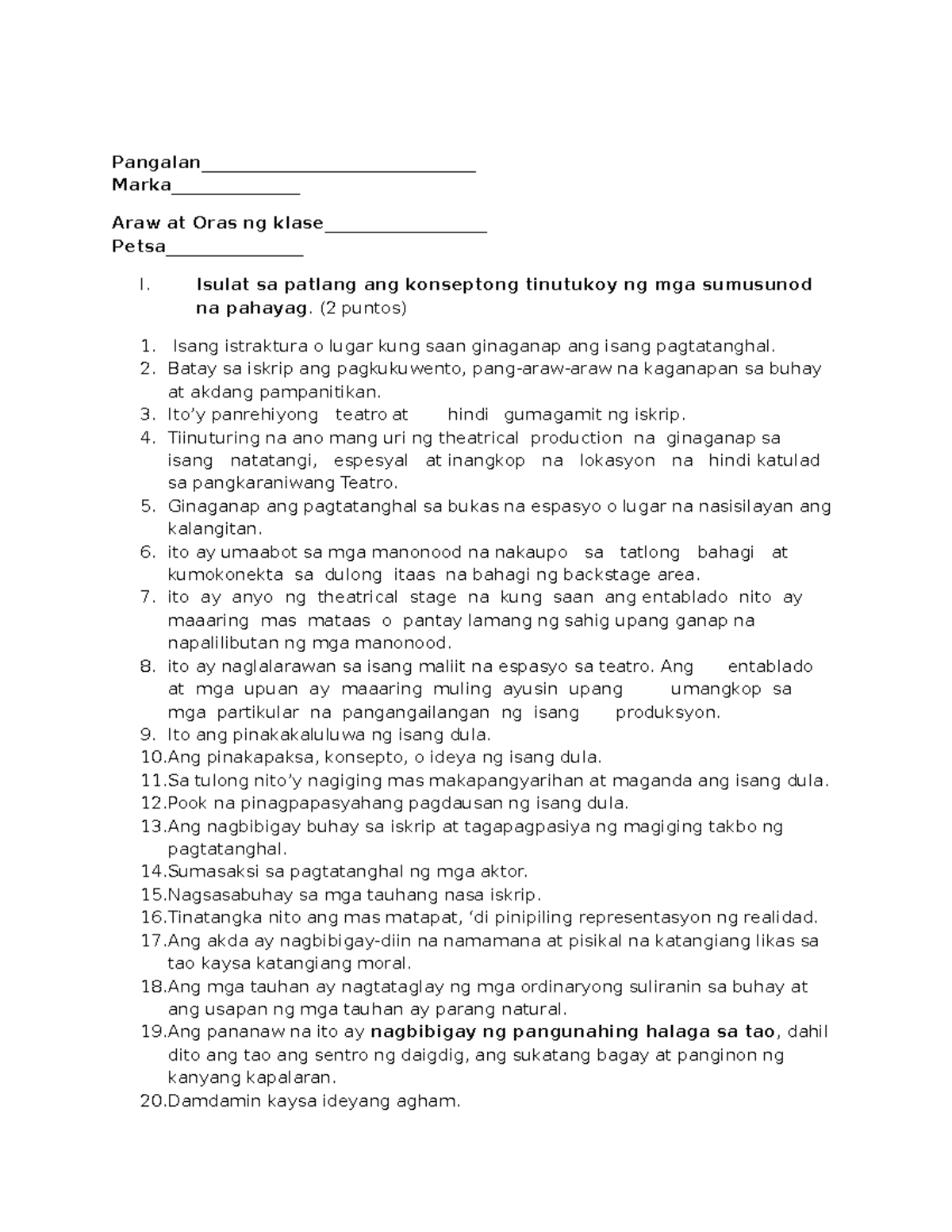 Dulang Filipino: Midterm Study Guide & Analysis - Studocu