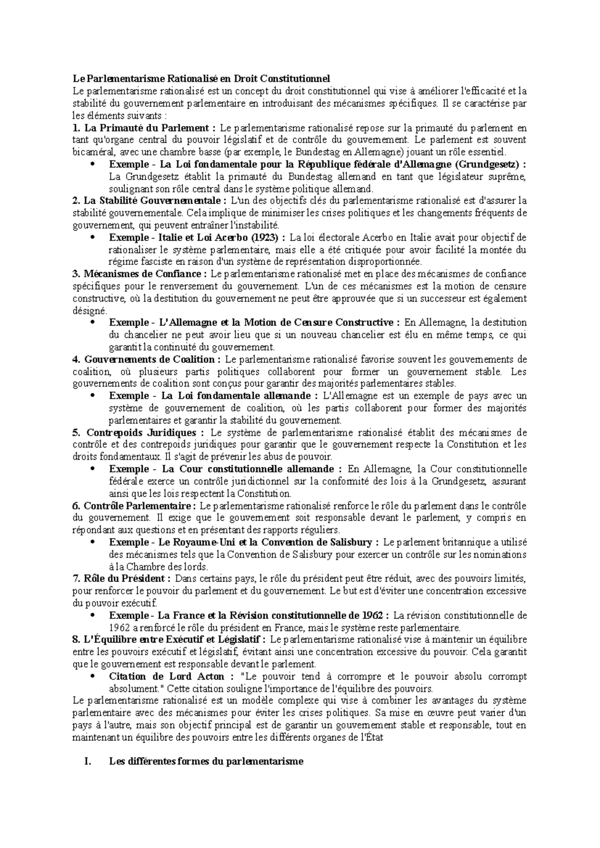Le Parlementarisme Rationalisé en Droit Constitutionnel : Concepts et ...