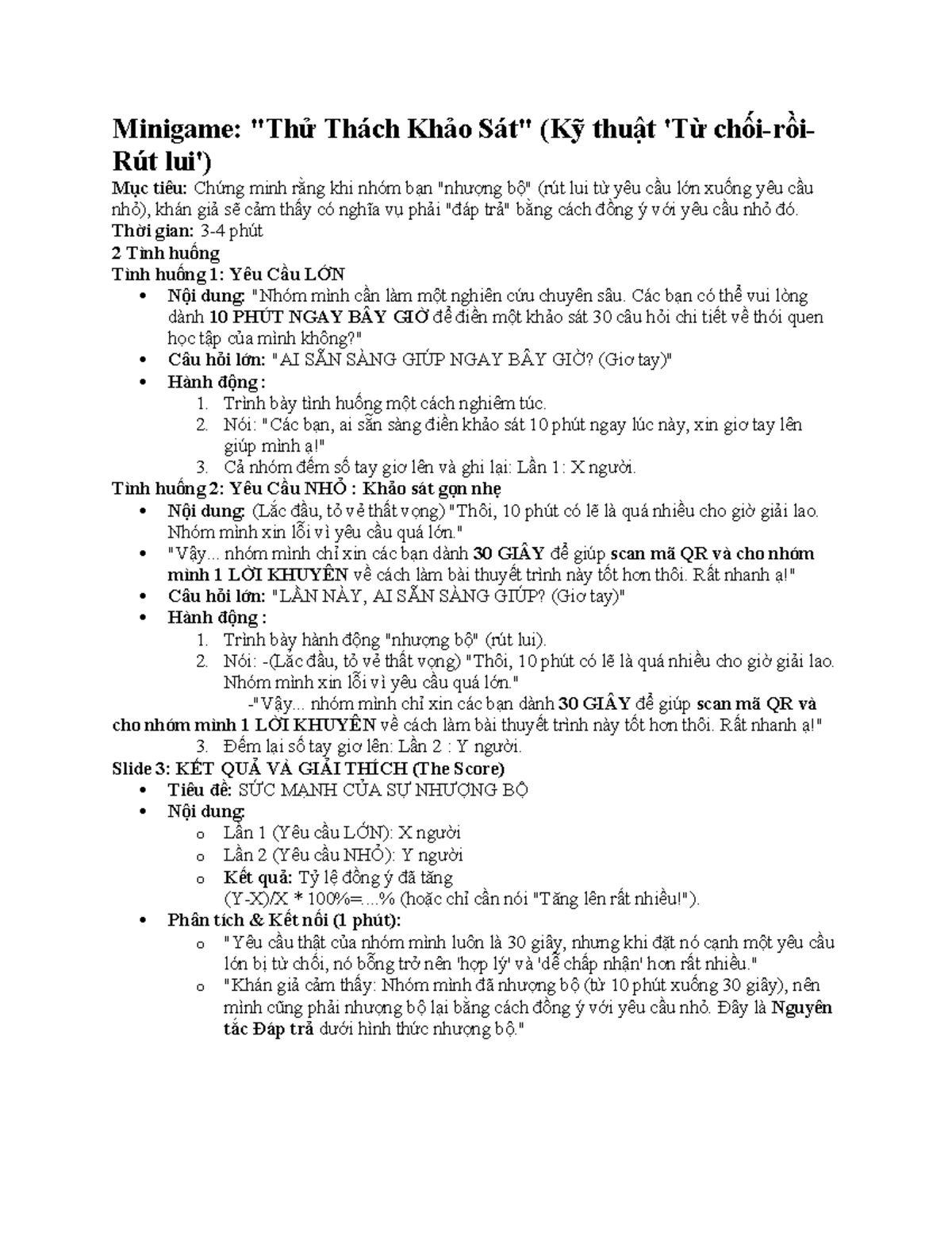 Minigame: Thách Khảo và Nguyên Tắc Nhượng Bộ (KNM) - Studocu