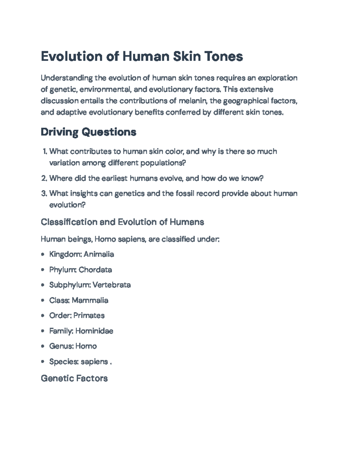 Understanding Human Skin Tones: Genetic and Evolutionary Factors ...