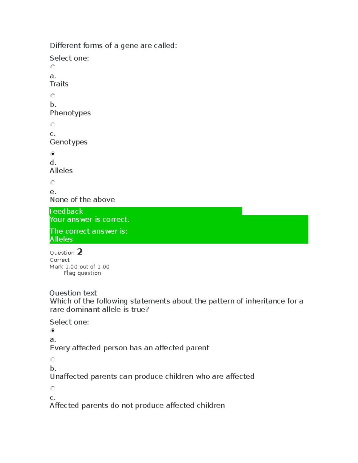 Quiz on Genetics (Unit 3) – Key Concepts and Questions - Studocu
