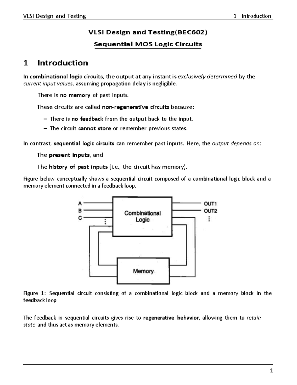 VLSI Design and Testing (BEC602) - Sequential Logic Circuits Overview ...