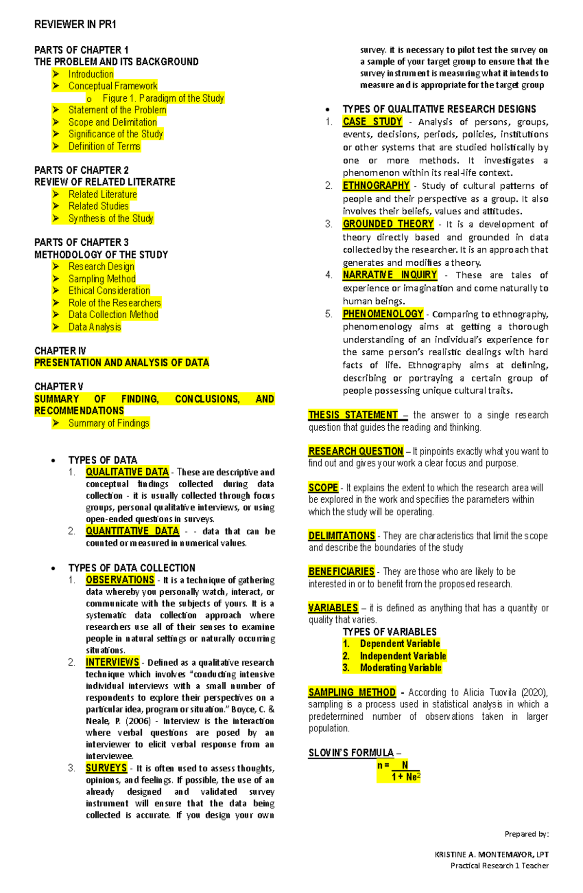 REVIEWER IN PR1: Comprehensive Guide to Research Methodology - Studocu