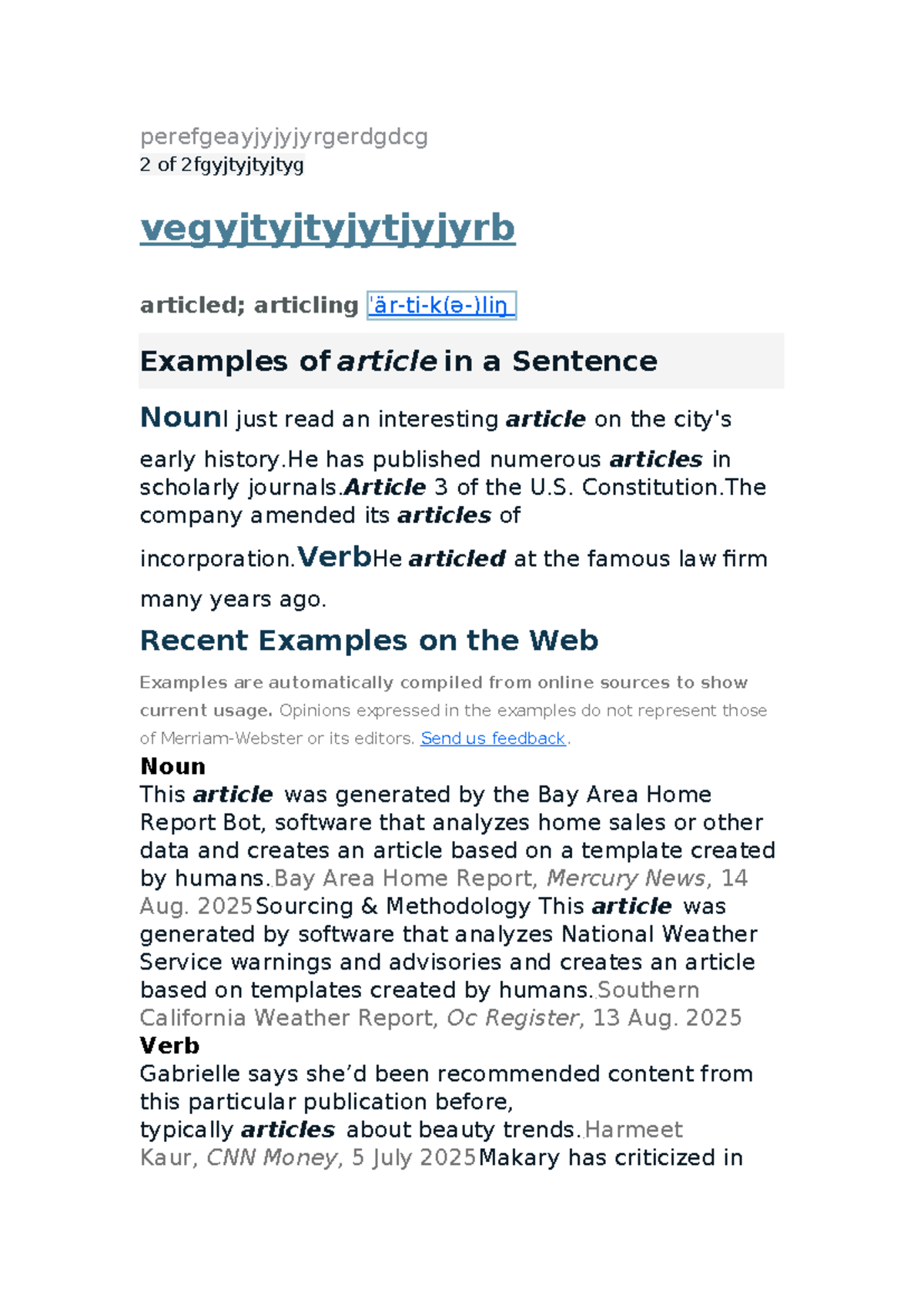 Article Examples and Usage in Sentences - Studocu