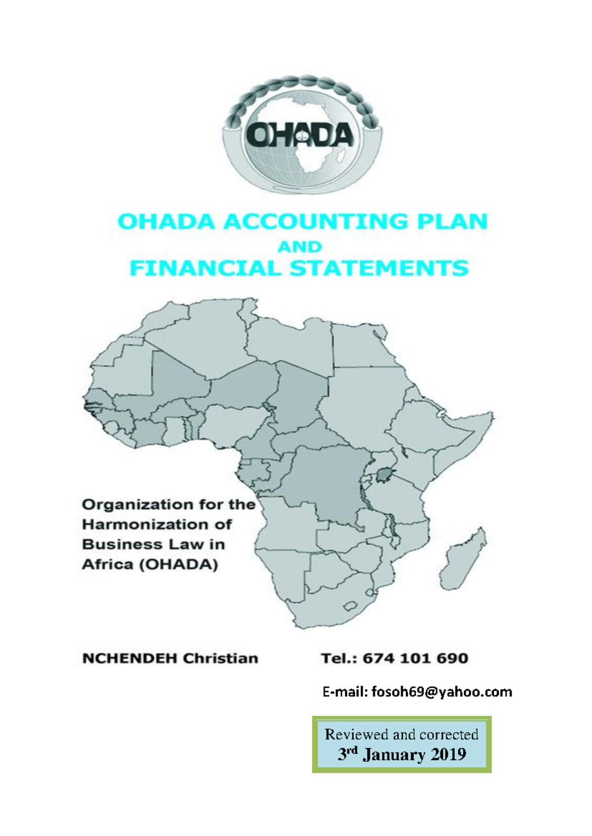 2017 REVISED OHADA ACCOUNTING PLAN - Updated Edition 2019 - Studocu