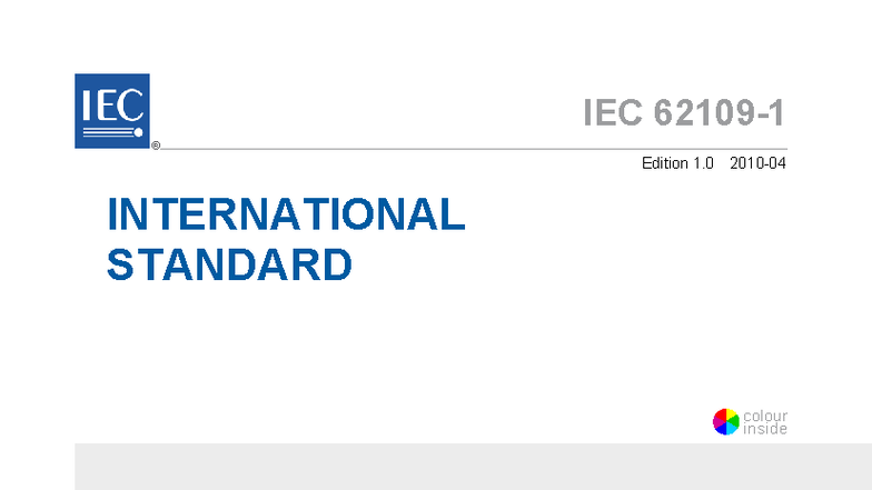 IEC 62109-1:2010 - Safety of Power Converters for PV Systems - Studocu