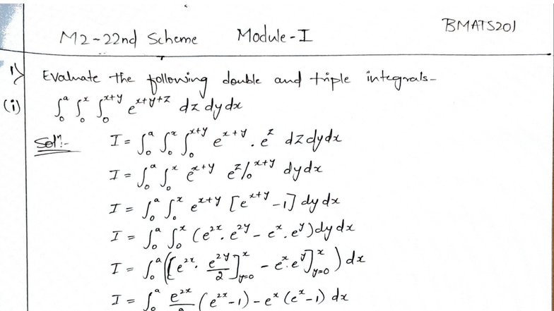 M2-22nd Scheme Module-I BMATS201 Double and Triple Integrals Solutions ...