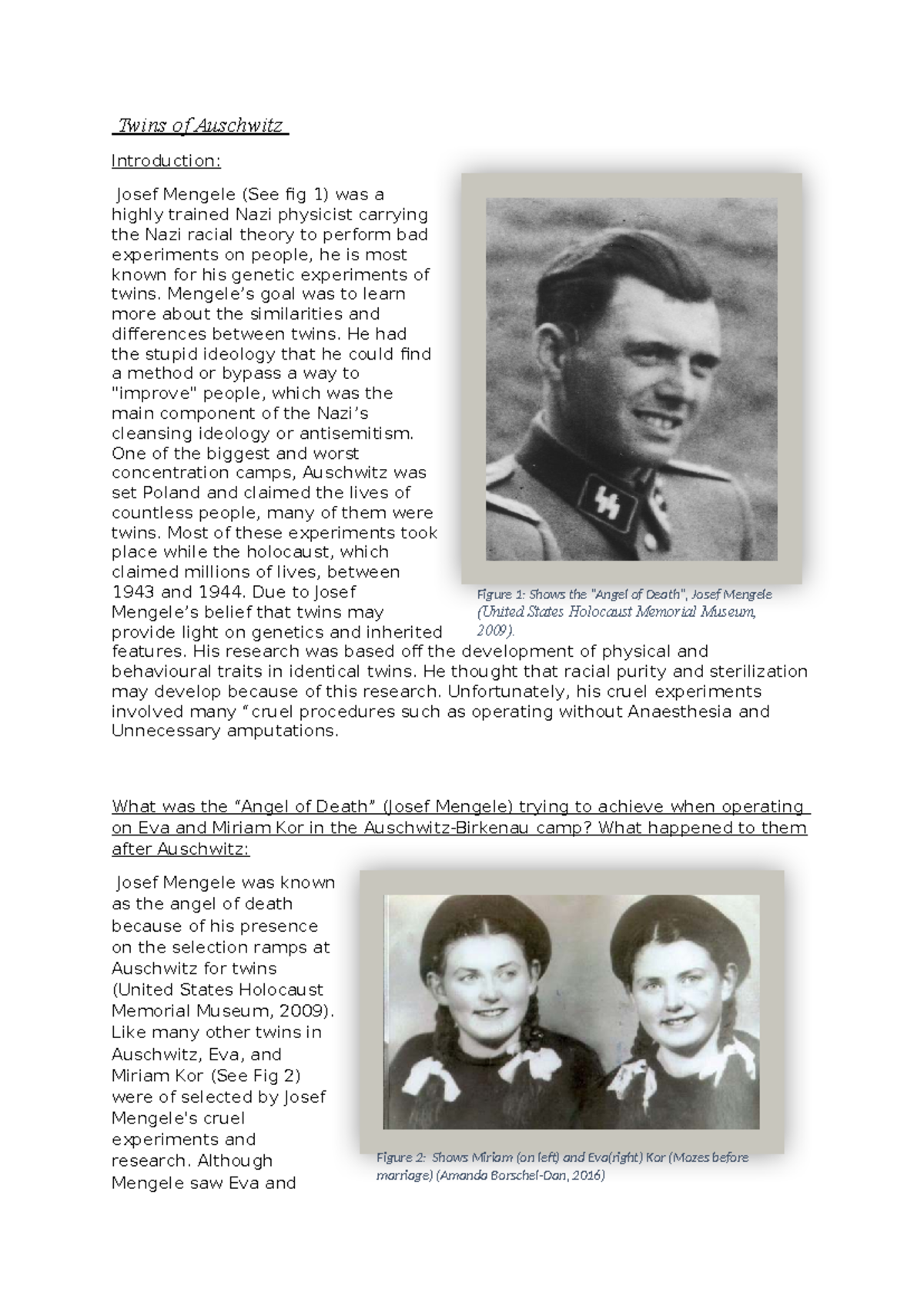 Twins of Auschwitz: The Experiments of Josef Mengele - Historical ...