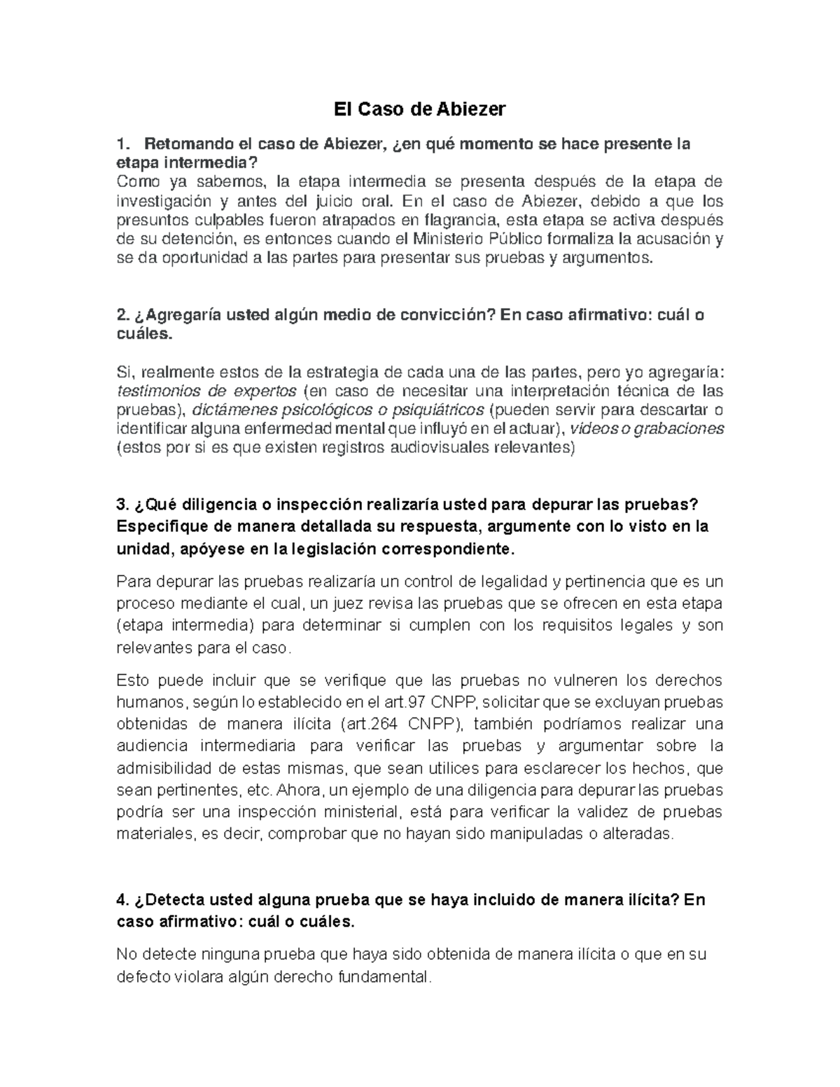 Análisis del Caso de Abiezer: Etapa Intermedia y Pruebas (U5A2) - Studocu