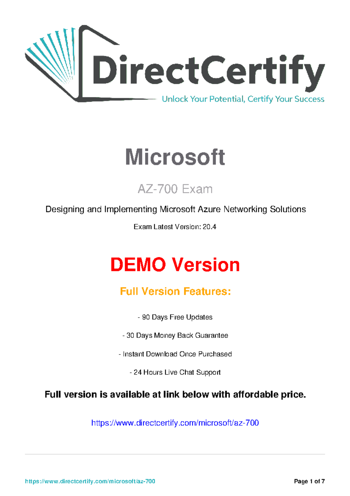 AZ-700 Final Exam: Designing & Implementing Azure Networking Solutions ...