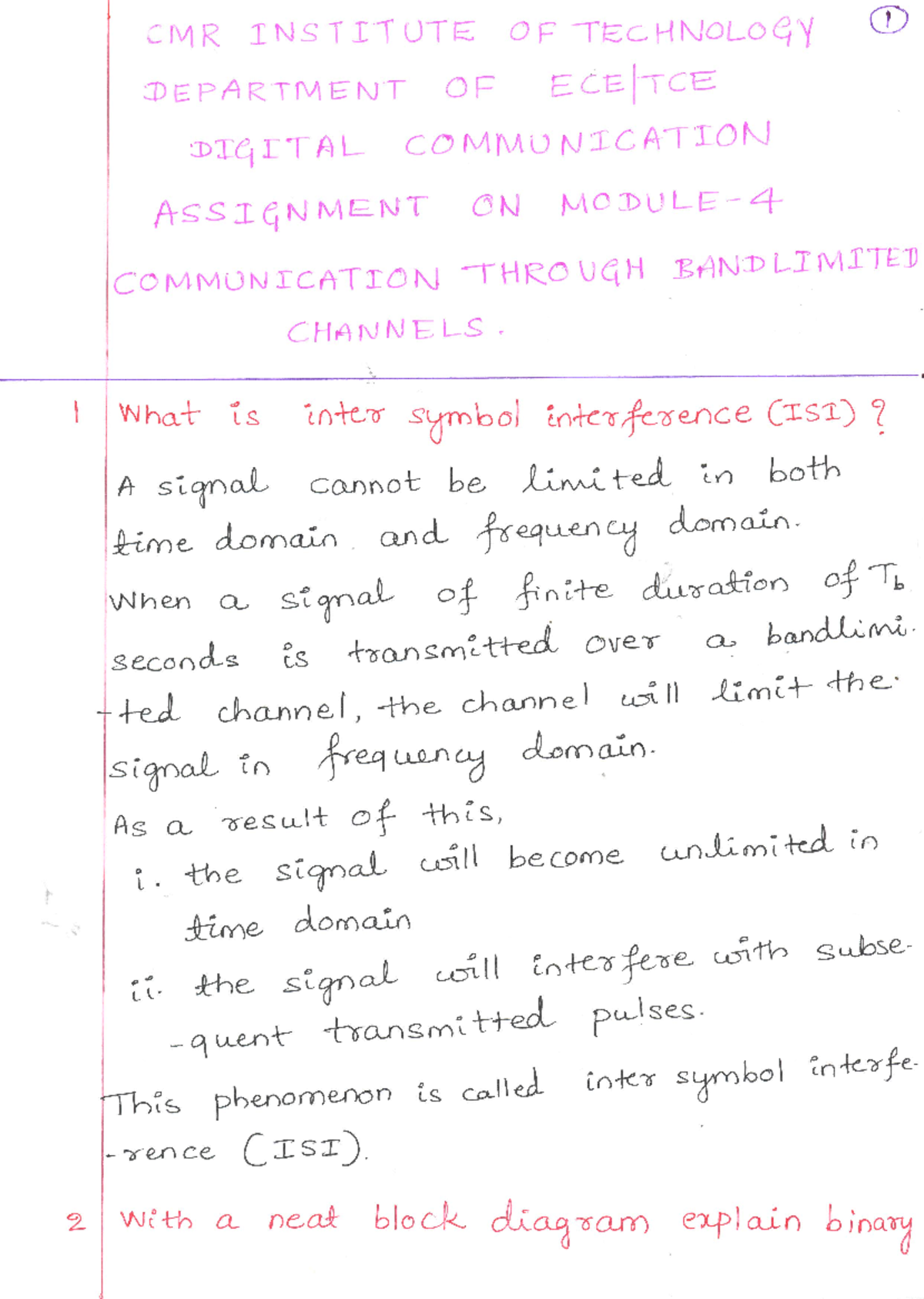 Digital communication Module 4 - VTU - Studocu