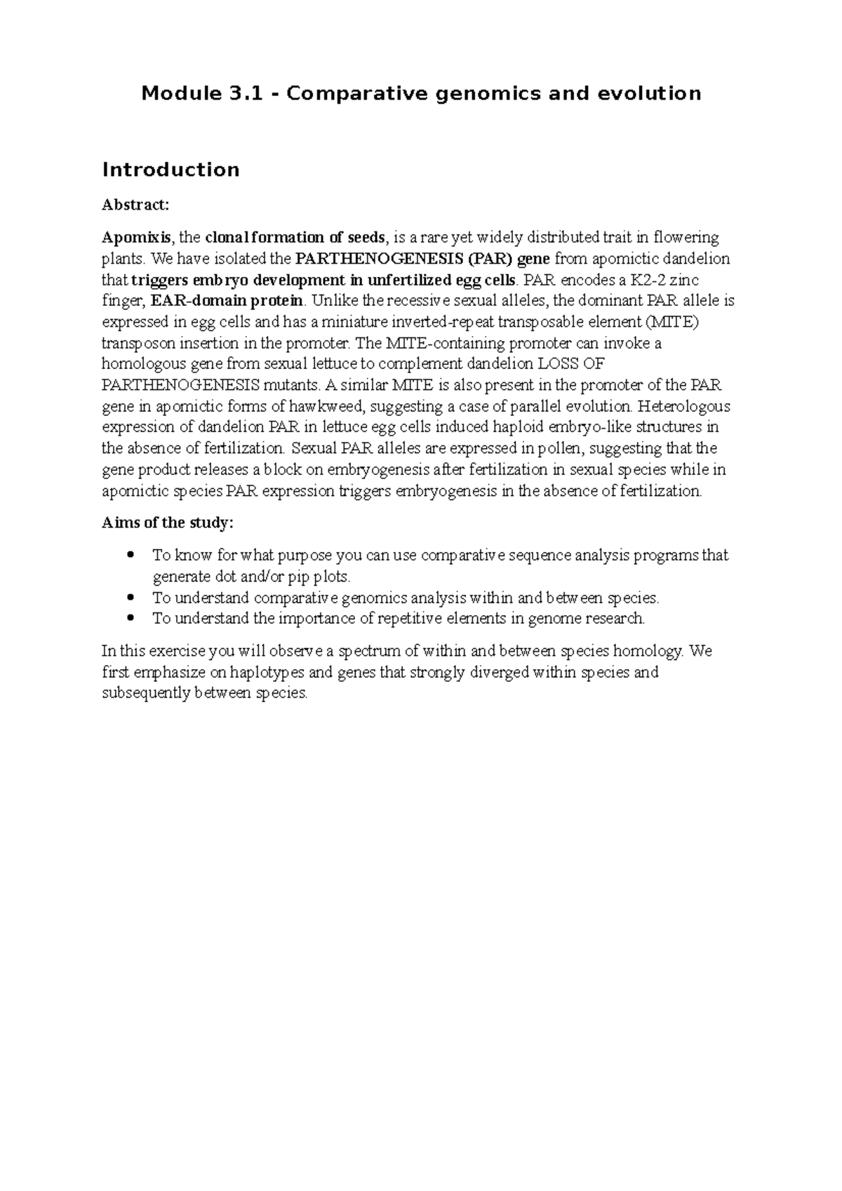 Comparative Genomics & Evolution: Module 3 Study Notes - Studeersnel
