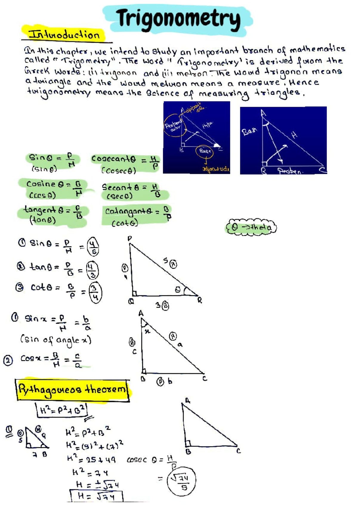 Trigonometry Handwritten Notes (Course Code: GPh) - Studocu