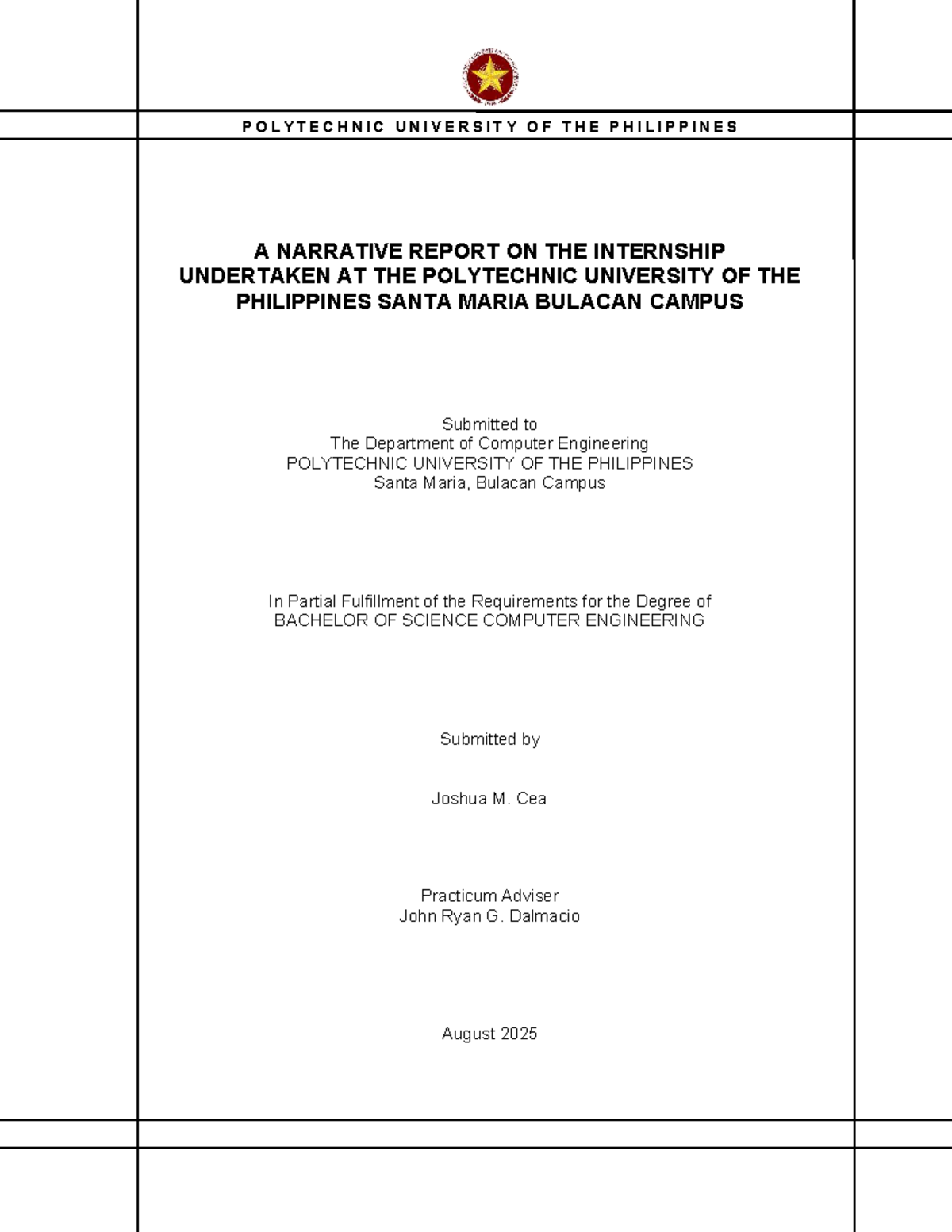 01 title page 2019 - sample for terminal report - P O L Y T E C H N I C ...