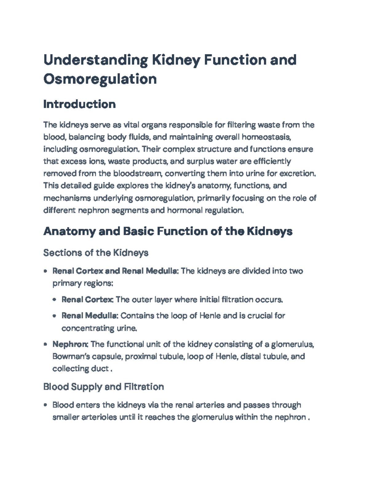 Kidney Function and Osmoregulation: Anatomy & Mechanisms Overview ...