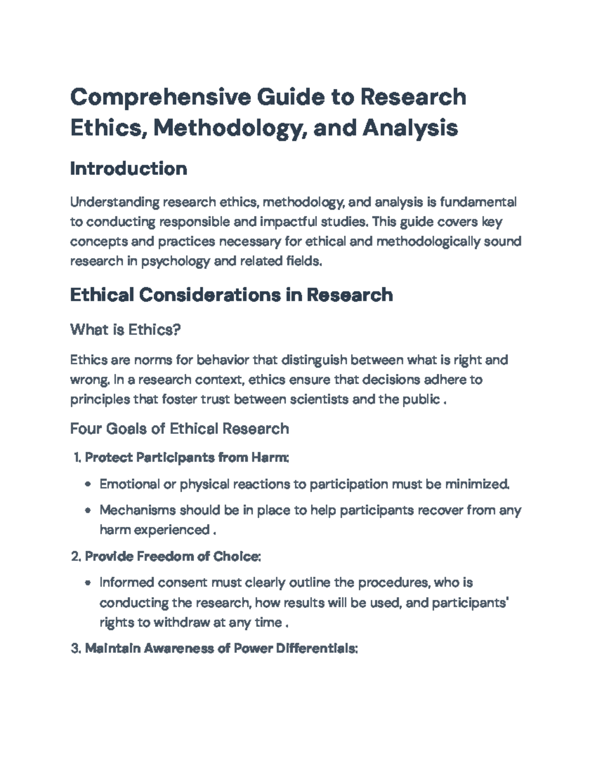 Comprehensive Guide to Ethical Research Methodology (PSY 301 ...