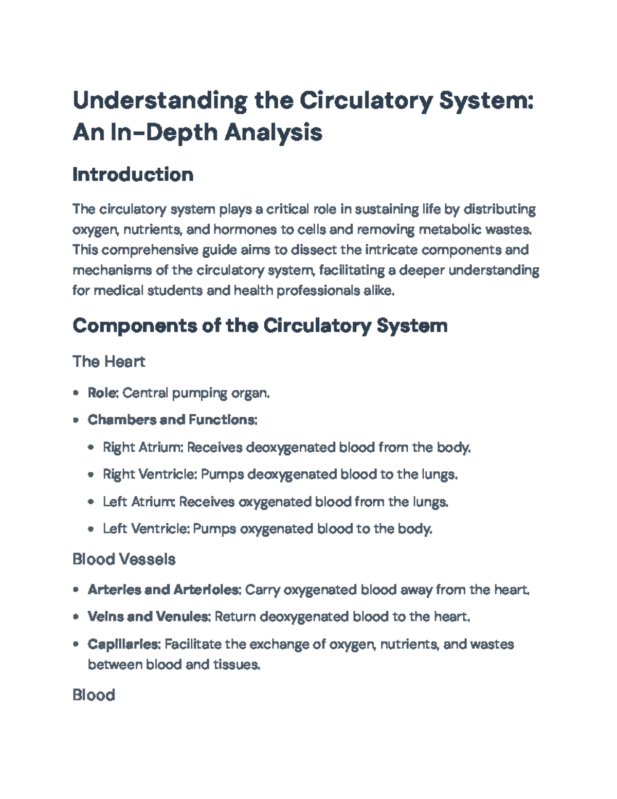 Understanding the Circulatory System: Components, Mechanics, and ...