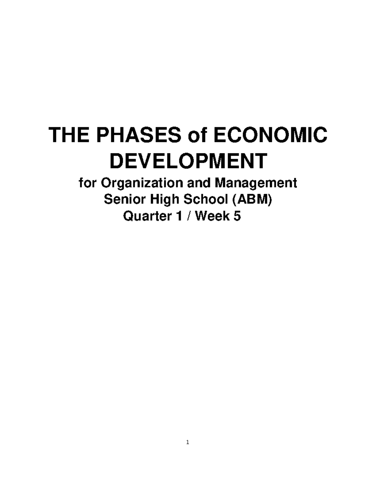 Phases of Economic Development: Insights for ABM Org & Mgt Lesson 05 ...